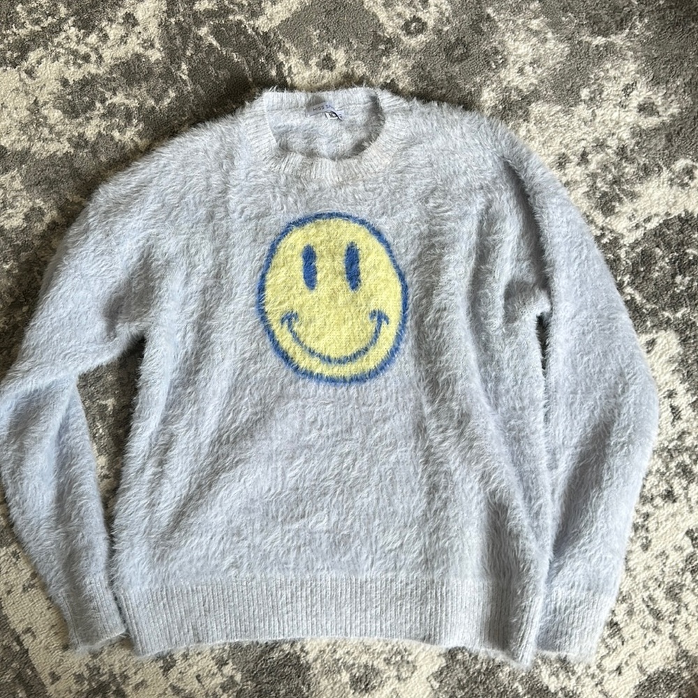 Miss Sparkling Oversized Smiley Face Sweater - Gem
